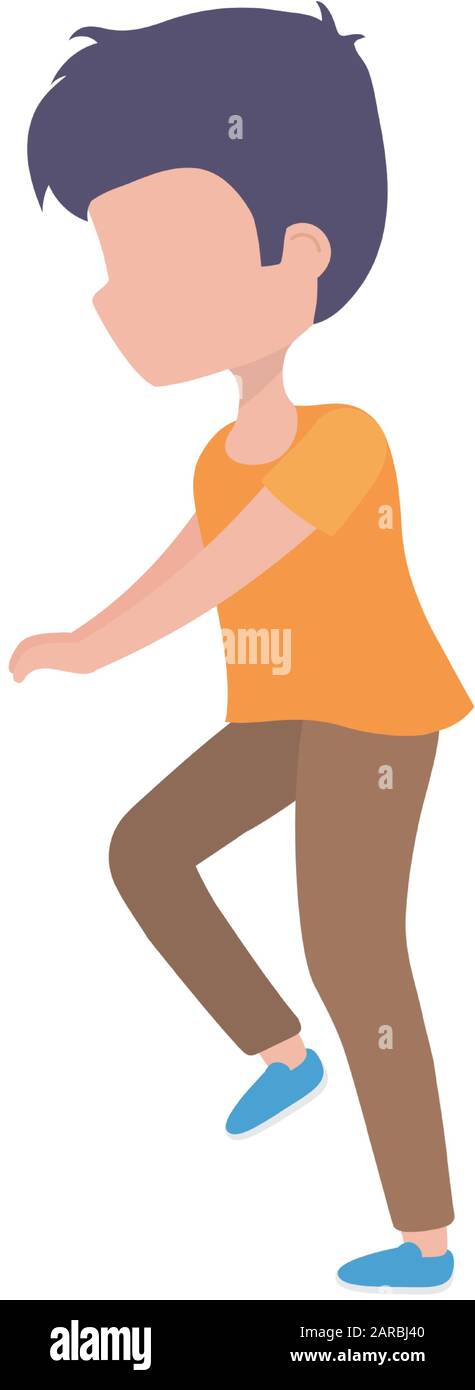 young man walking character cartoon icon on white background vector ...