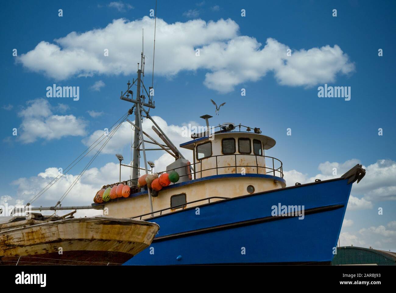 Old Blue Tug Boat Stock Photo - Alamy