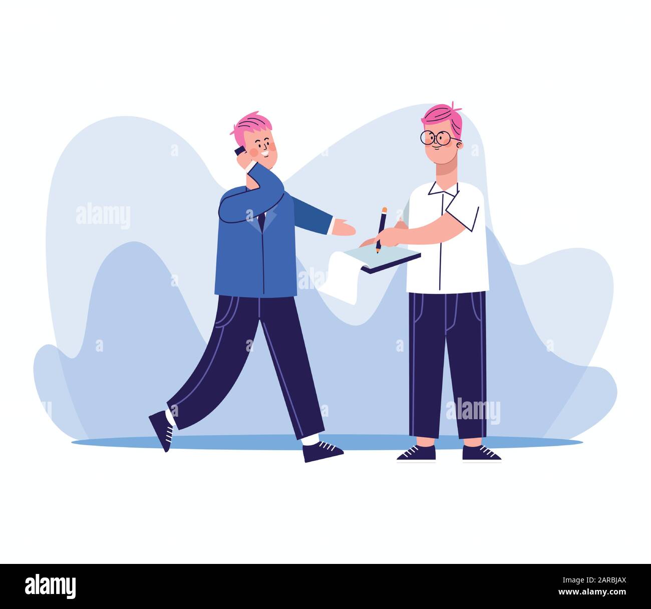 cartoon businessman and man writing notes Stock Vector Image & Art - Alamy