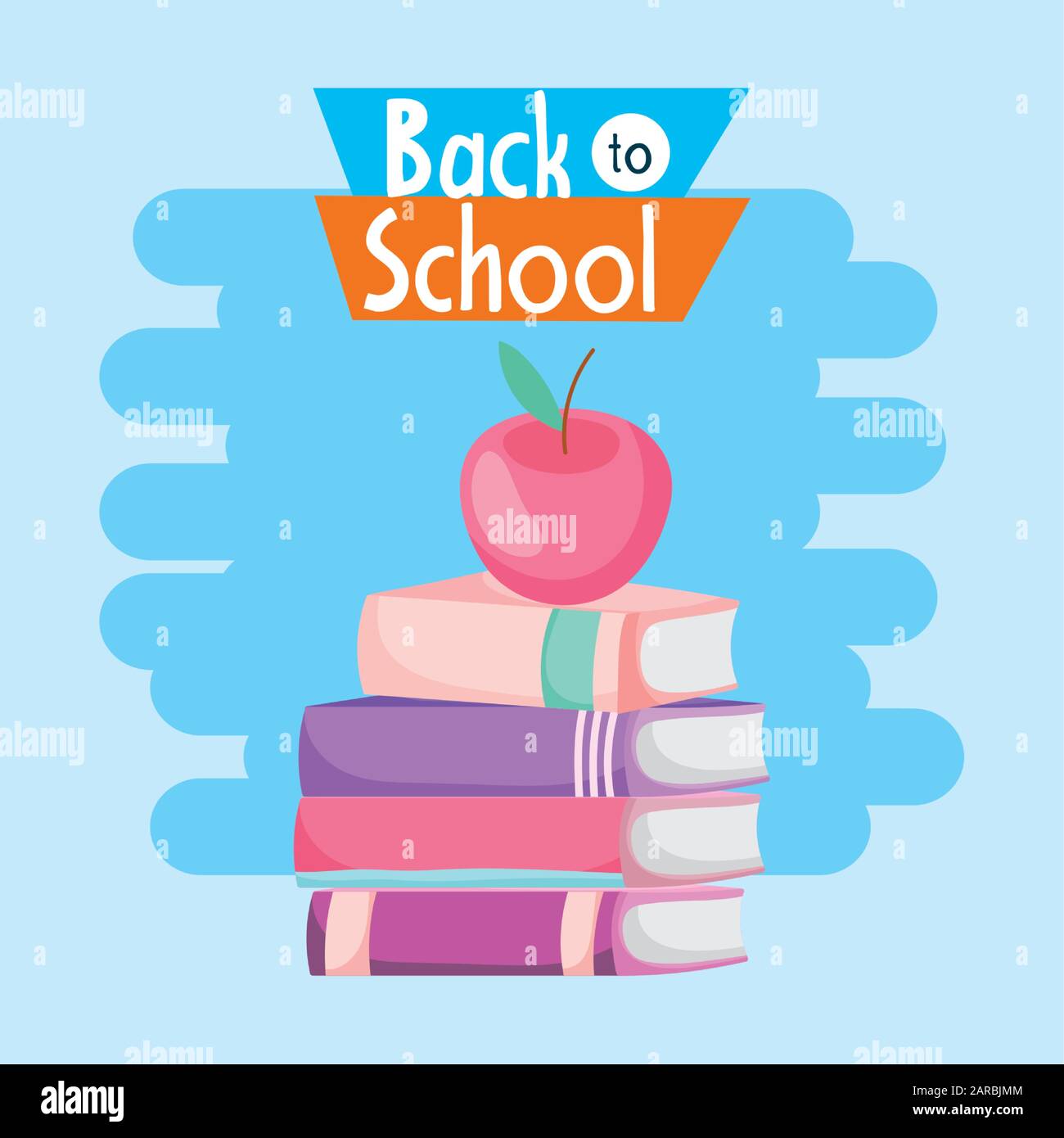 back to school education apple on stacked books vector illustration ...