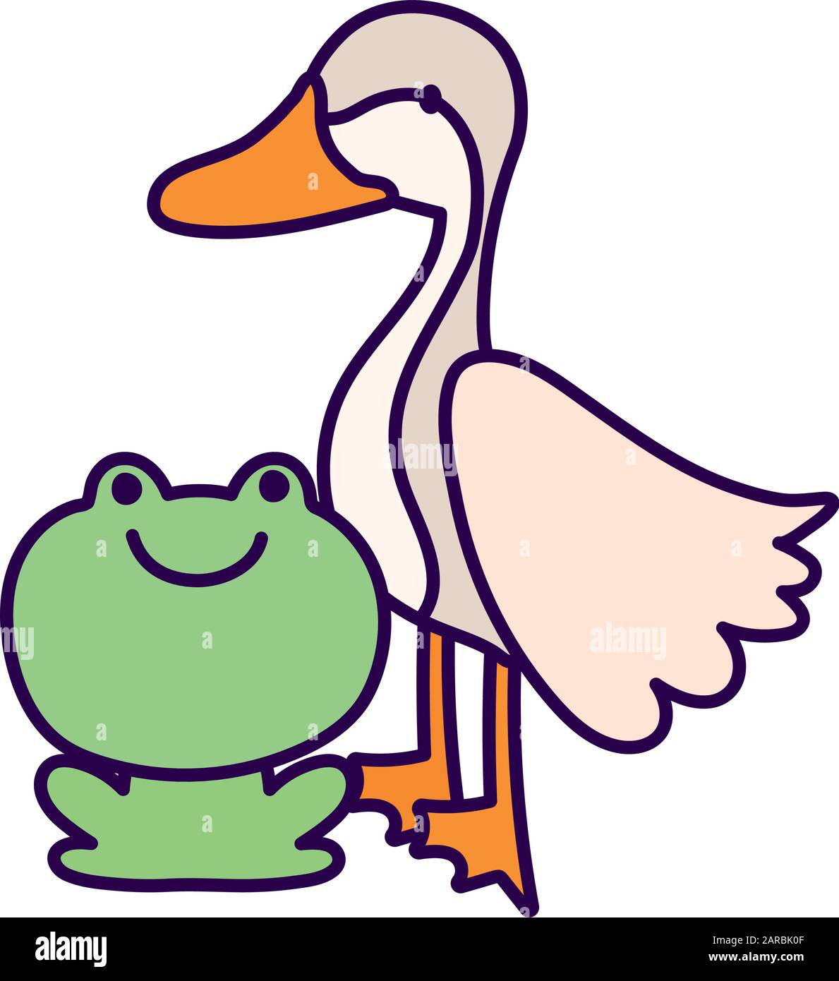 goose and frog farm animal cartoon vector illustration Stock Vector ...