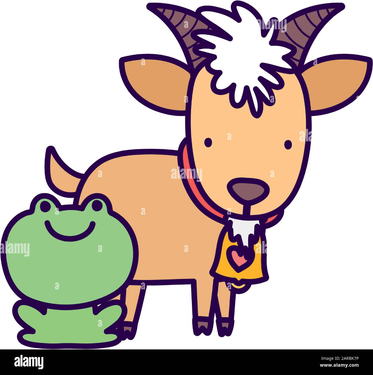 goat bovine and frog farm cartoon animal vector illustration Stock ...