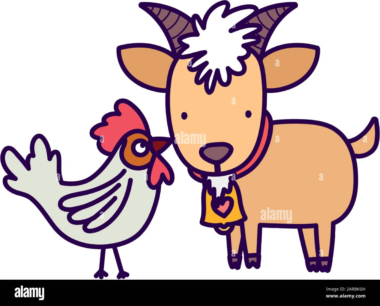 goat and rooster farm animal cartoon vector illustration Stock Vector ...