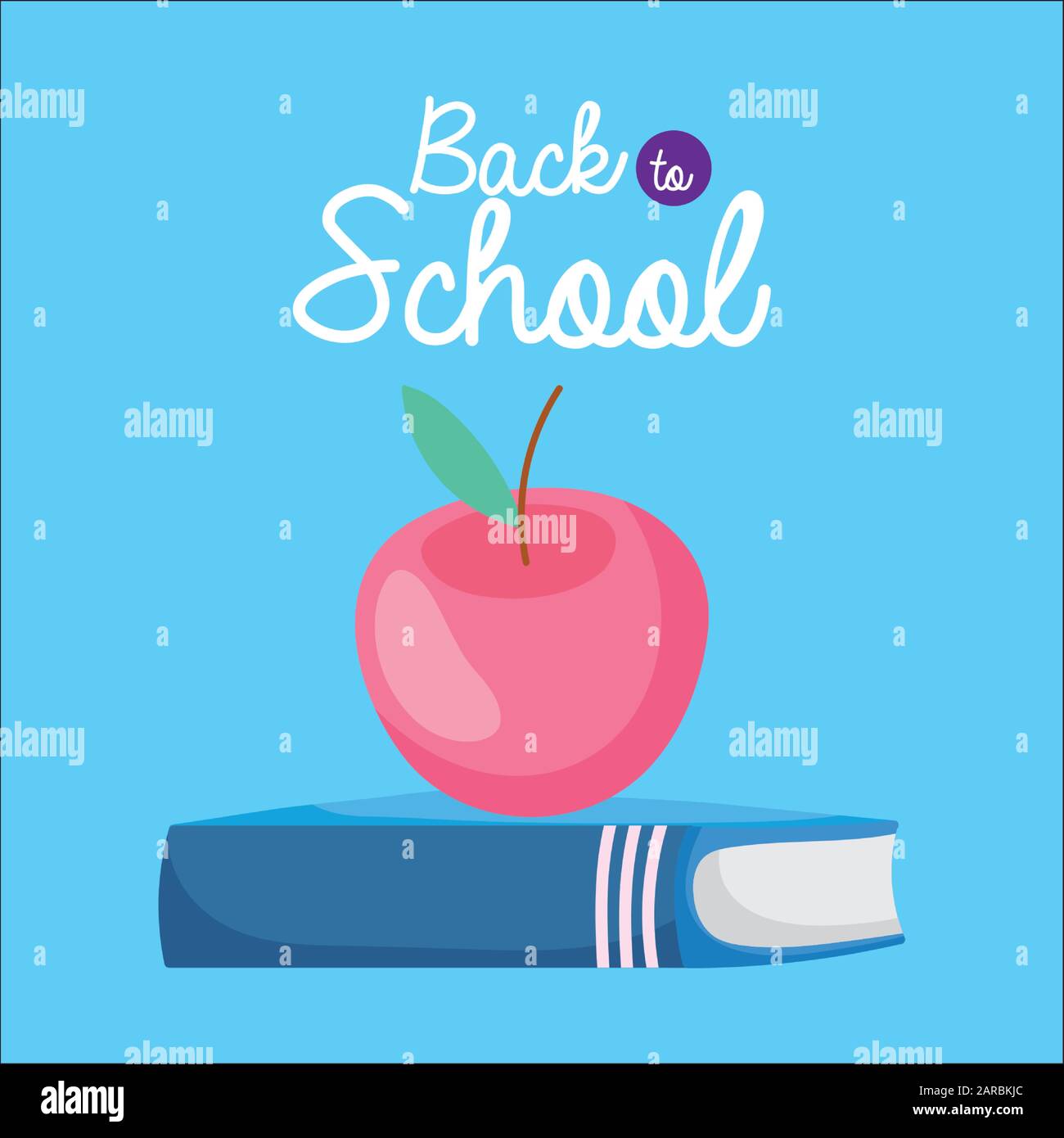 back to school education apple on book literature vector illustration ...