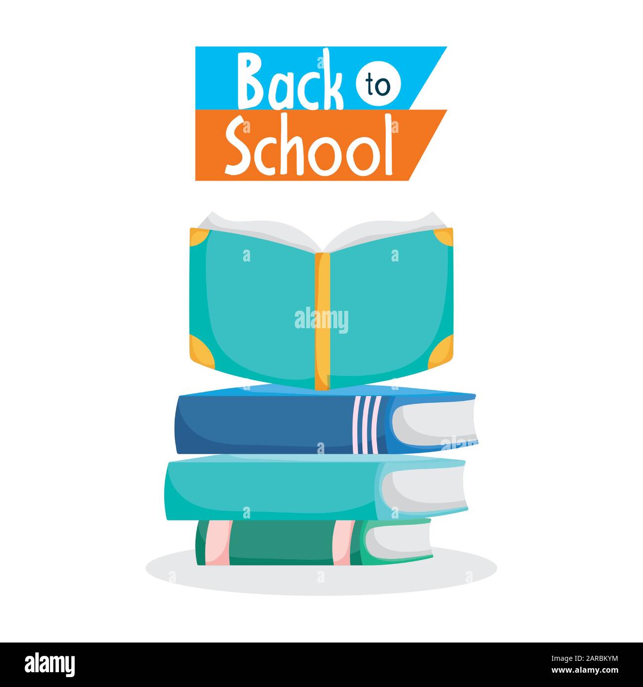 back to school education open book on pile textbooks vector ...