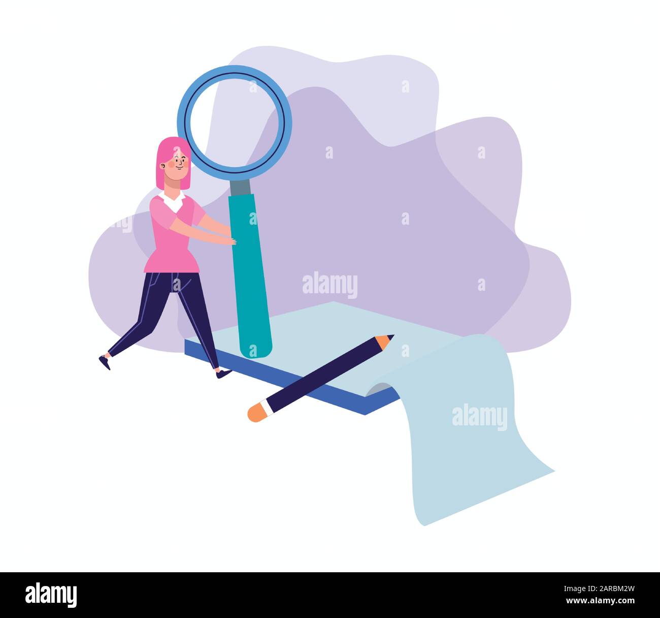 Magnifying glass beauty woman Stock Vector Images - Alamy
