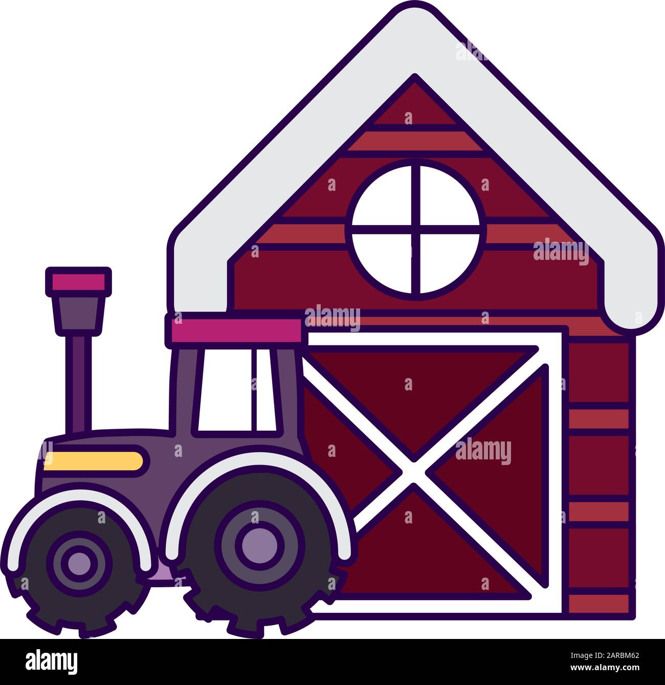 barn tractor farm animal cartoon vector illustration Stock Vector Image ...
