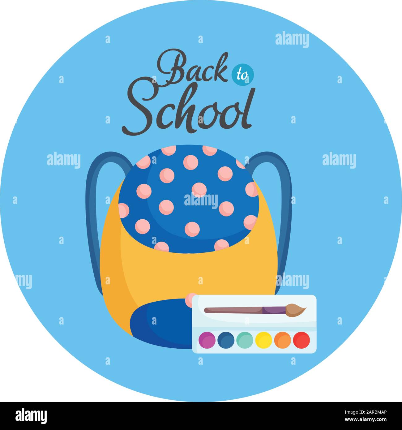 back to school education palette color artistic and backpack vector ...