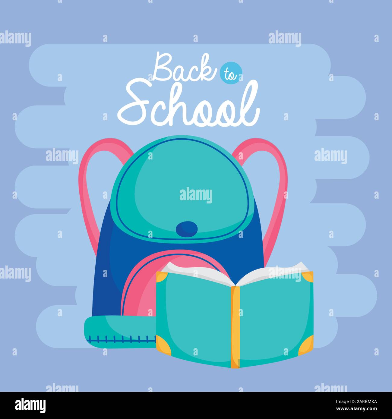 back to school education open book and backpack supply vector ...