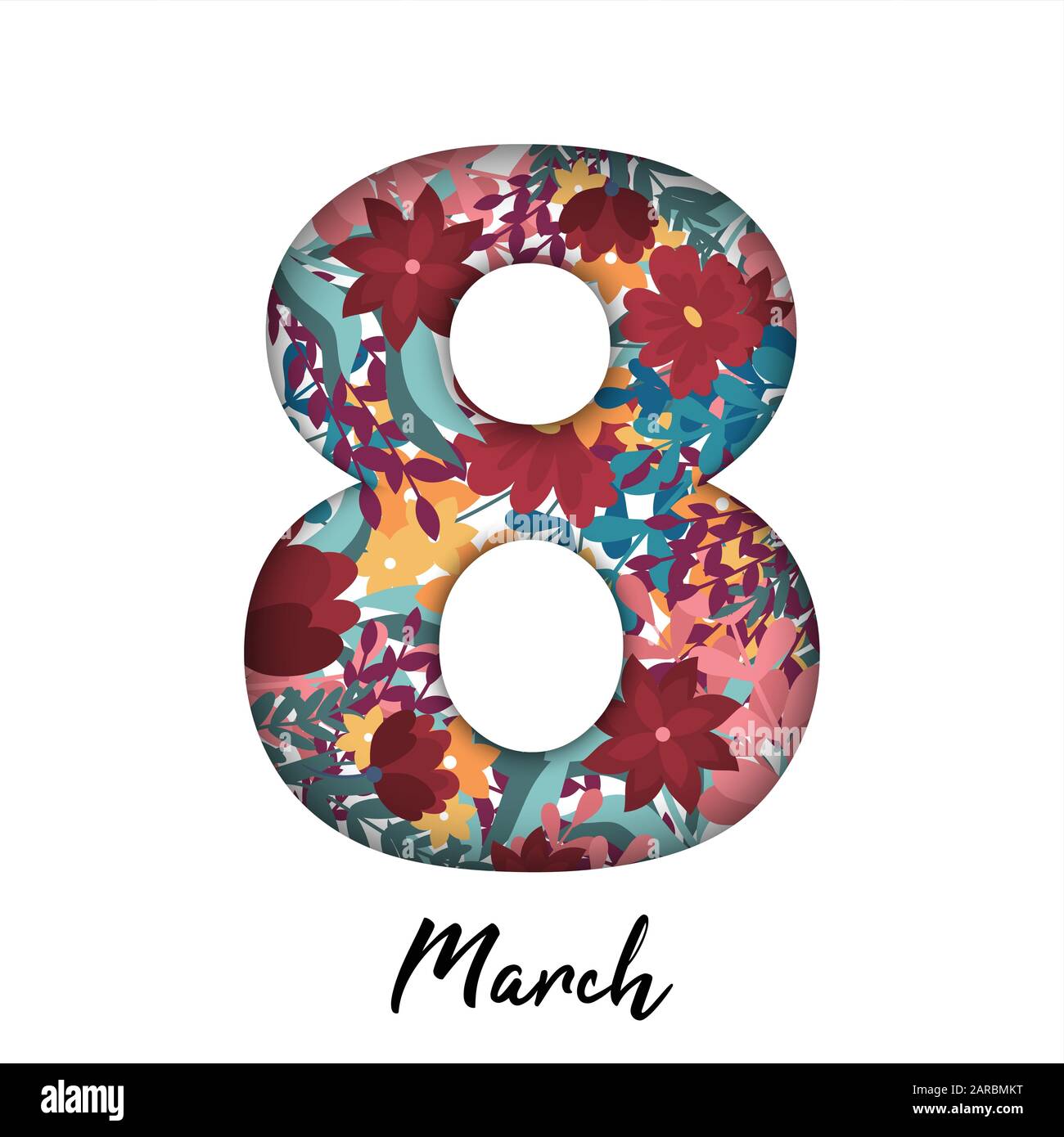 International Women's Day, March 8, with the decor of flowers and ...