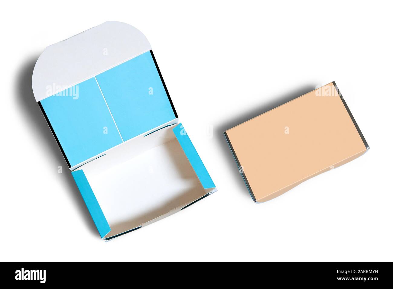 Empty open and closed chocolate gift box view from above.Isolated with ...