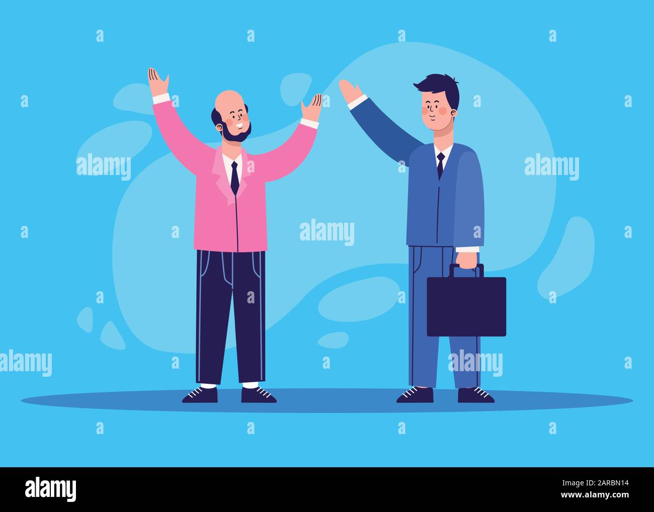 cartoon excited man and businessman holding a portfolio Stock Vector ...