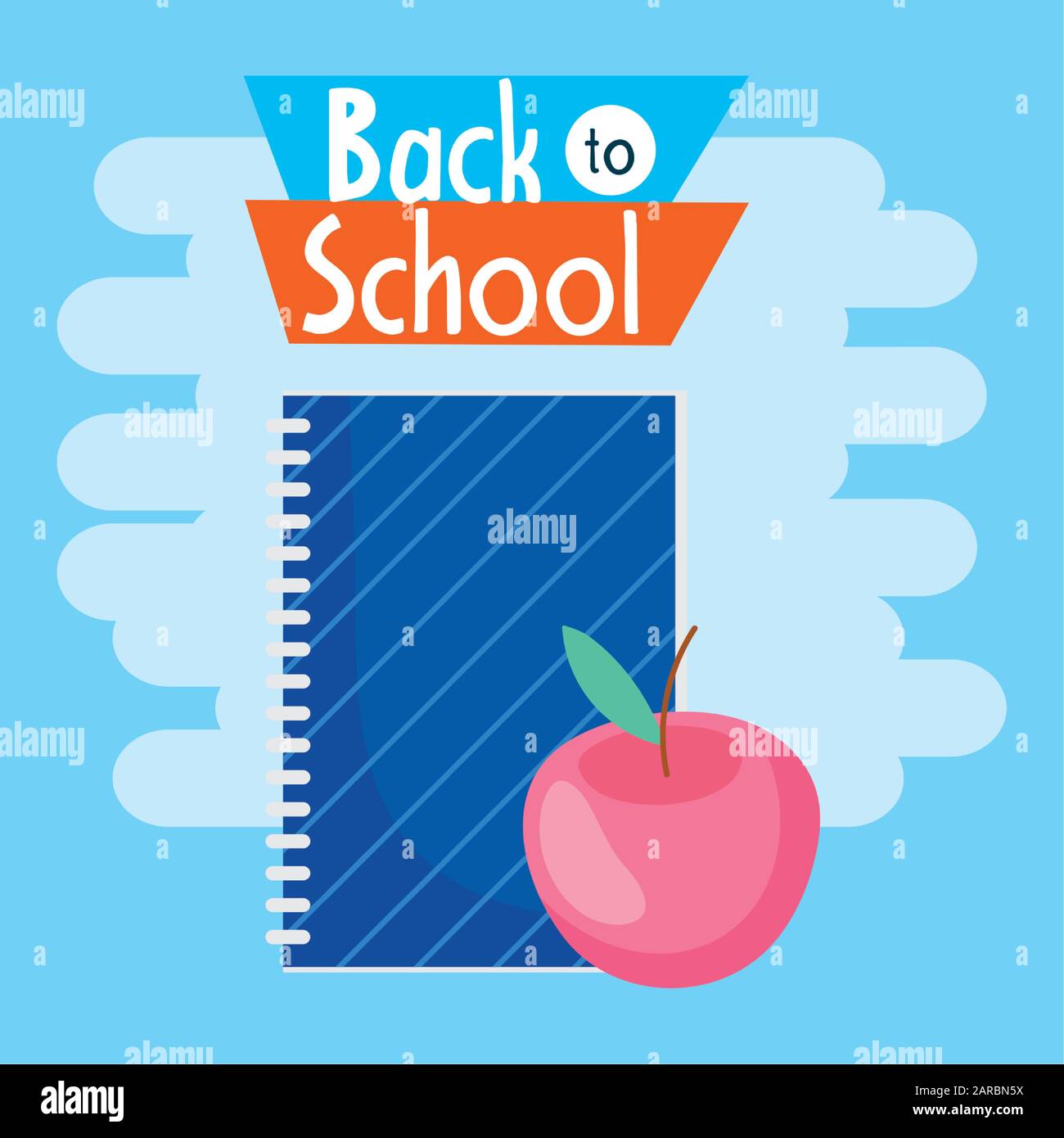 back to school education apple and notebook vector illustration Stock ...