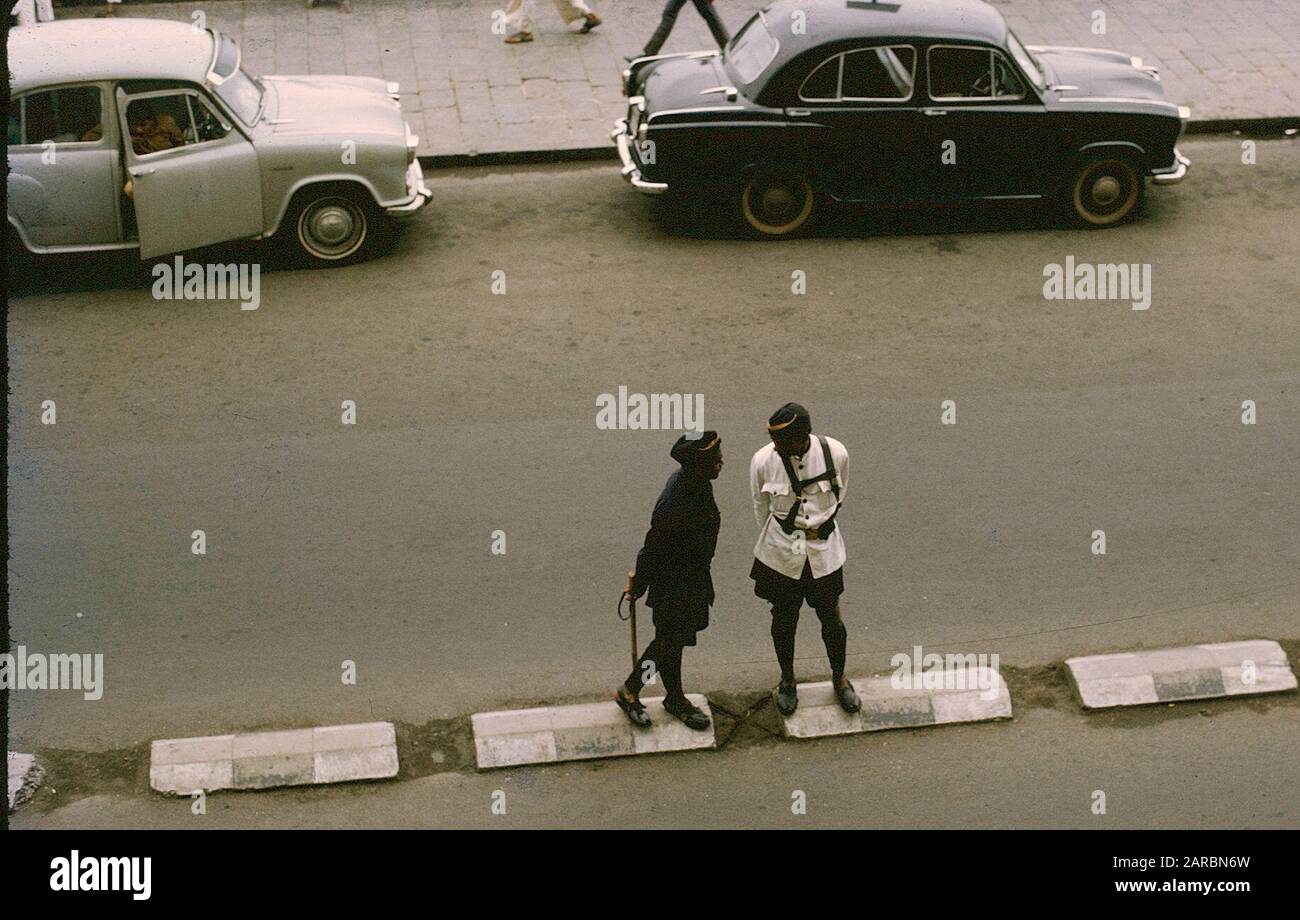 Bombay, India. September , 1971. Police Officers talking in the street ...