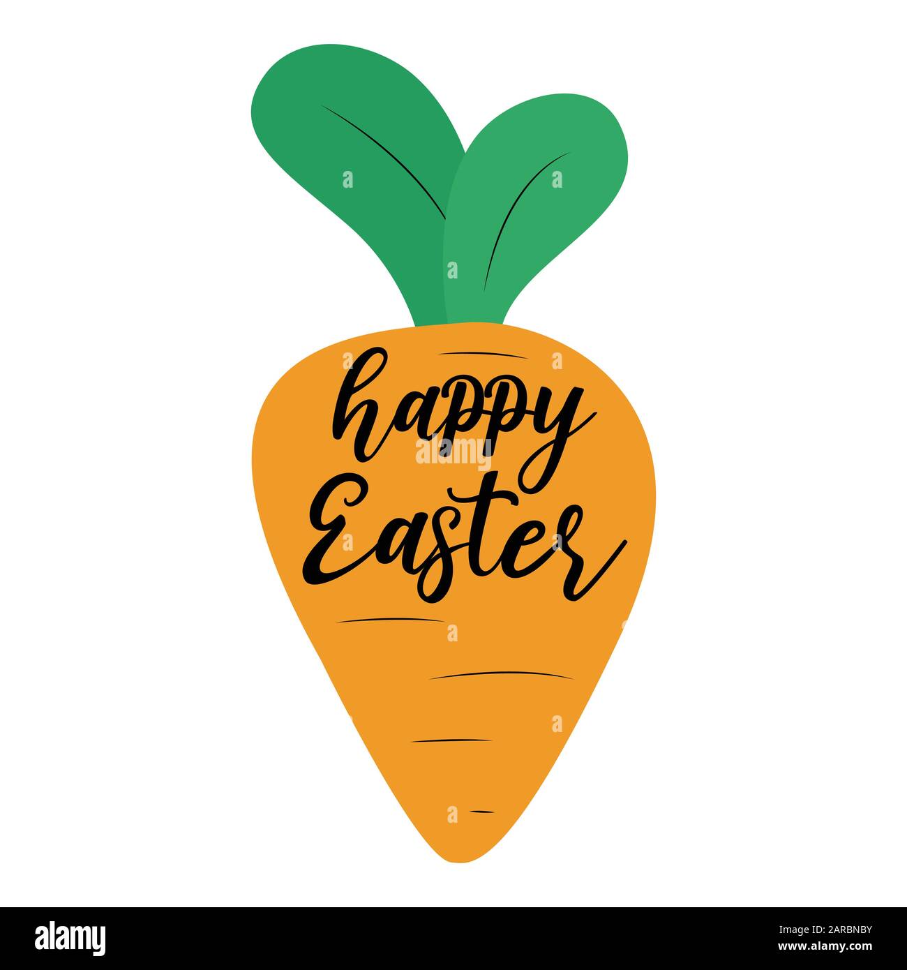 Happy Easter icon, vector illustration. Lettering over carrot shaped ...