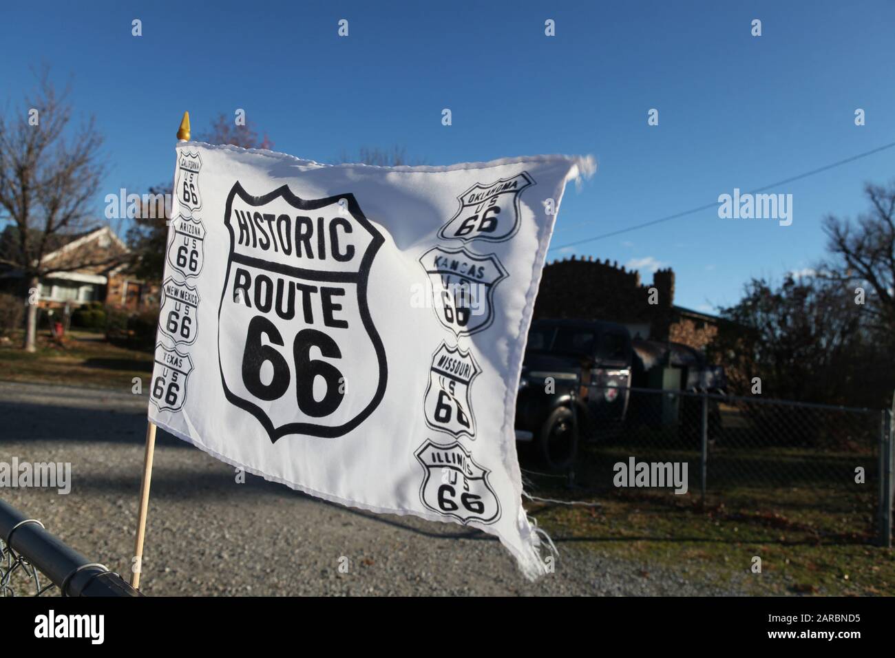 Route 66 flag, Route 66, America Stock Photo - Alamy