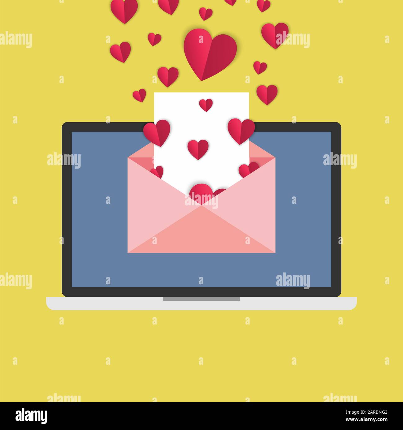 Inbox love letter. hearts fly out of an open envelope. vector illustration for Valentine's Day ...
