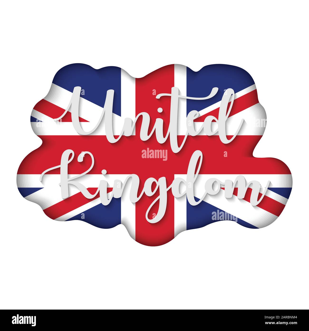 United Kingdom lettering over the flag, vector illustration ...