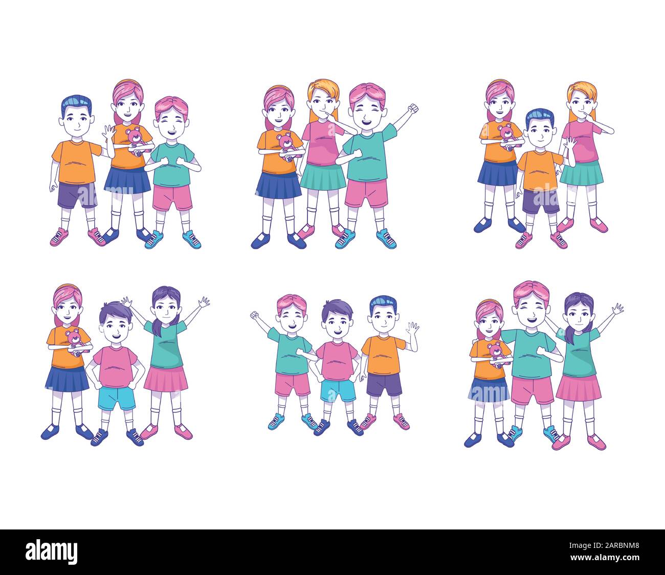 cartoon happy kids icon set, colorful design Stock Vector Image & Art ...