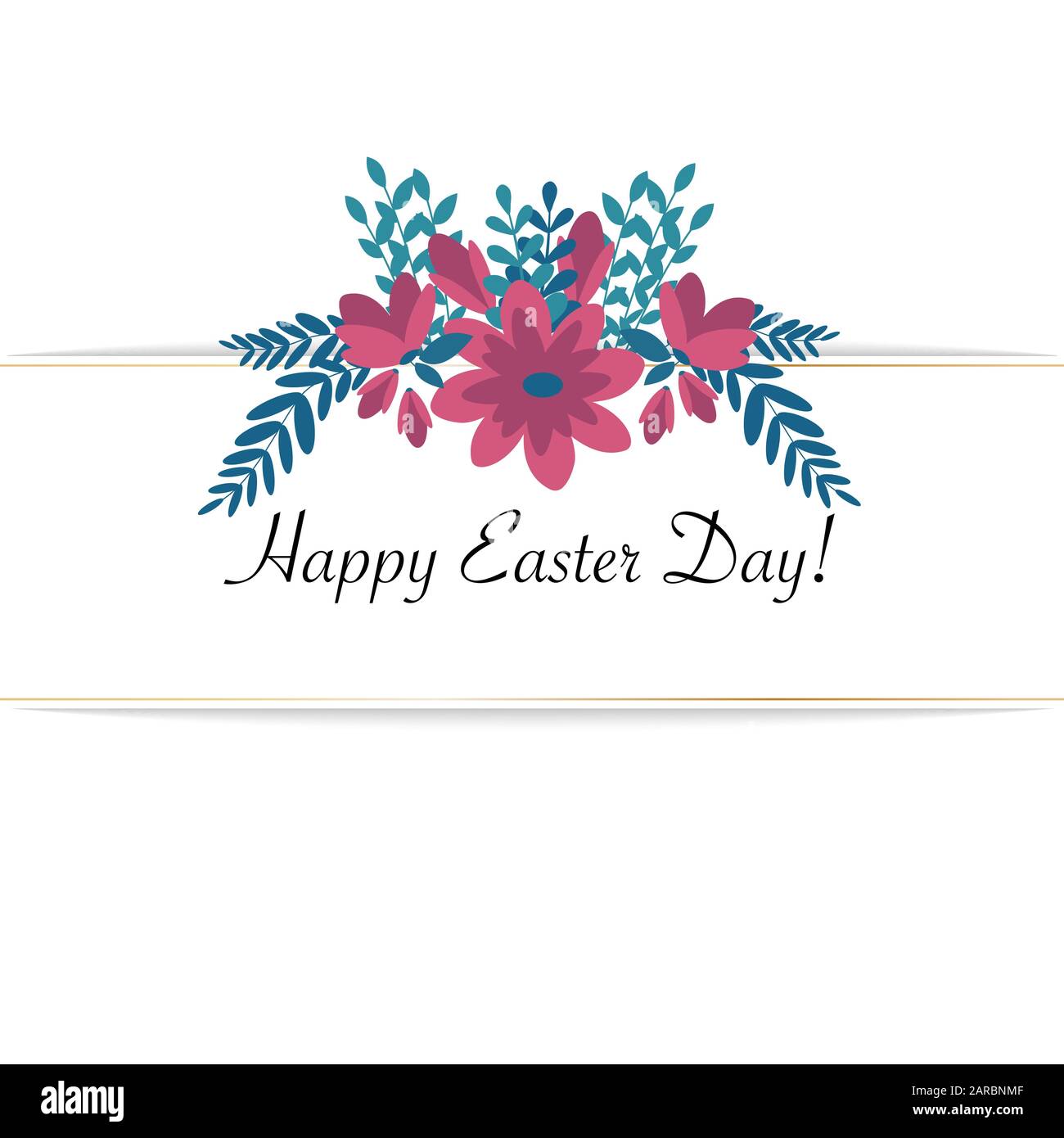 Happy Easter floral golden frame greeting poster card banner Stock ...