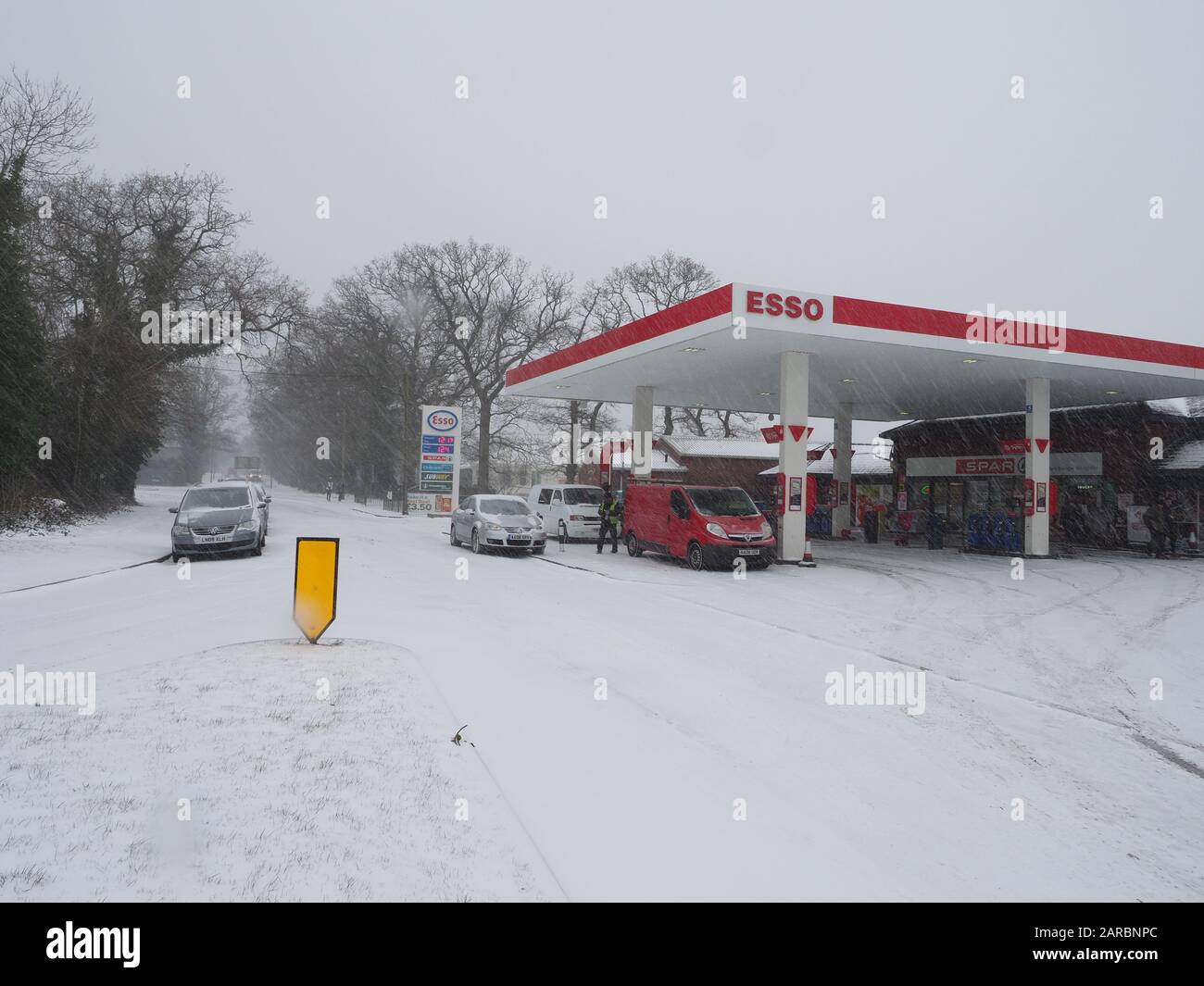 An Esso petrol station in the snow Stock Photo - Alamy