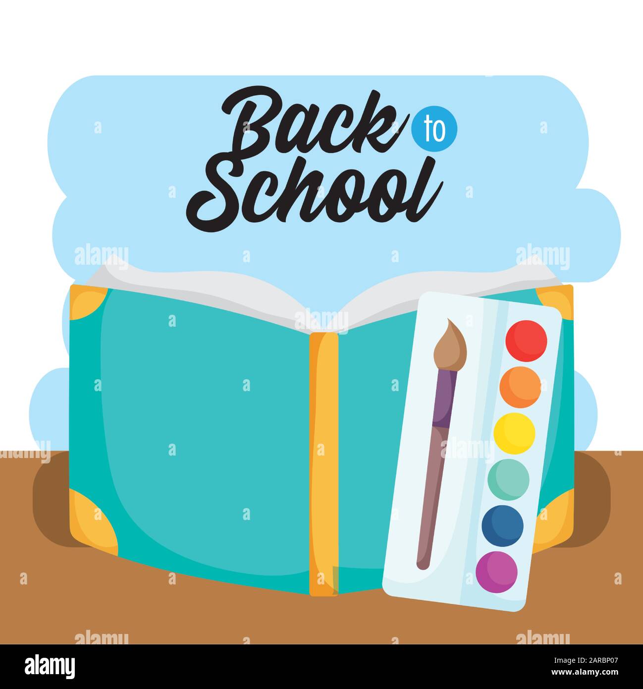 back to school education open book and palette color brush art vector ...
