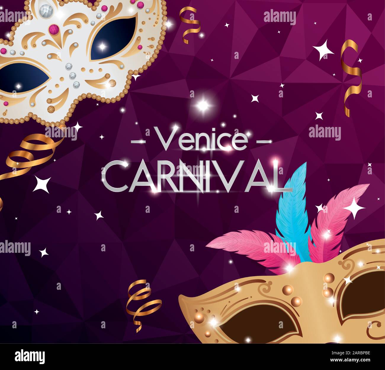 poster of venice carnival with masks and decoration Stock Vector Image ...