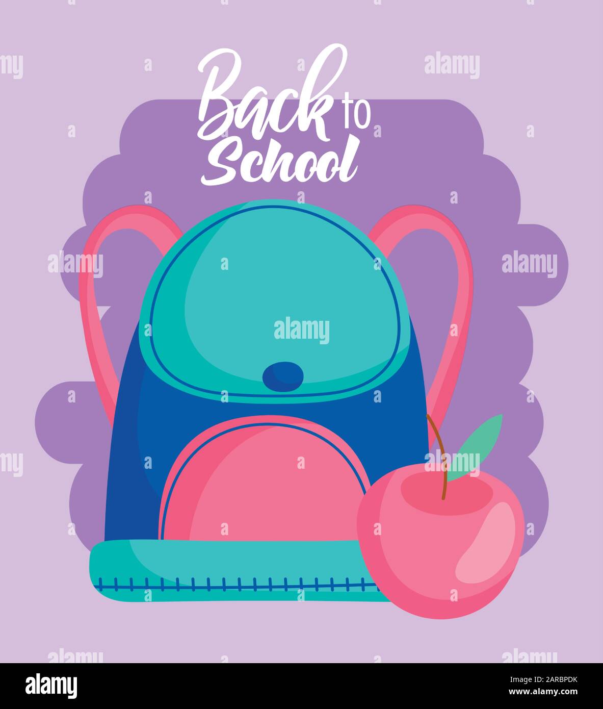 back to school education backpack and apple vector illustration Stock ...