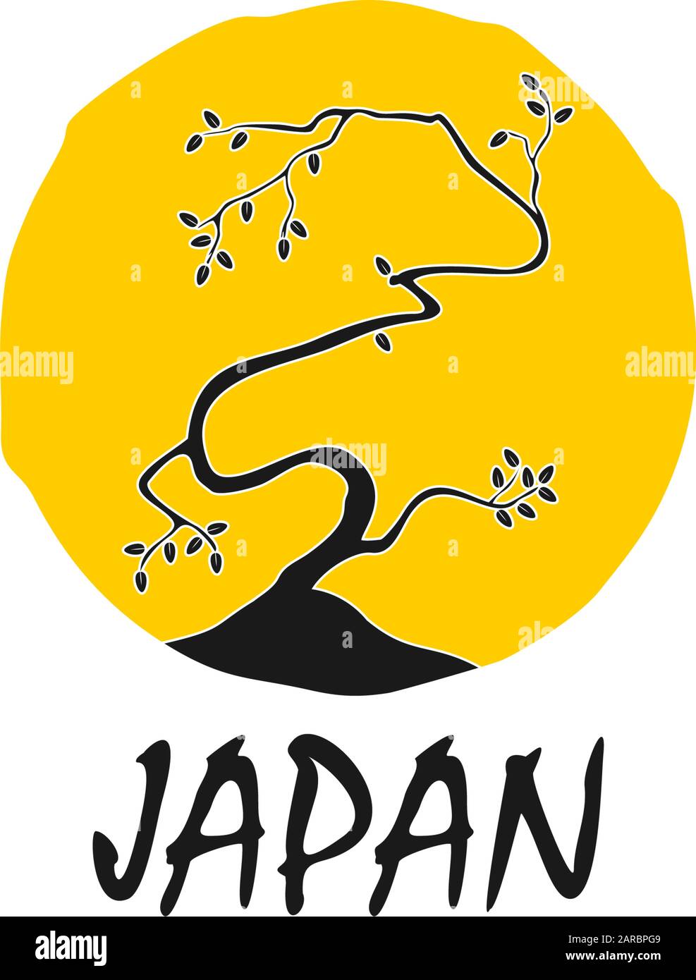 symbol vector of simple sun japan bonsai tree hand drawn design Stock ...