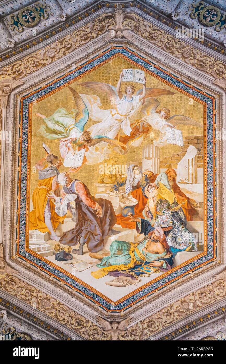 Rome, Italy - Jan 3, 2020: Beautiful ceiling art at the Vatican museum ...