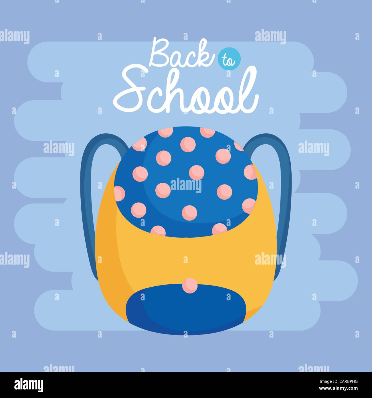 back to school education dotted backpack equipment vector illustration ...
