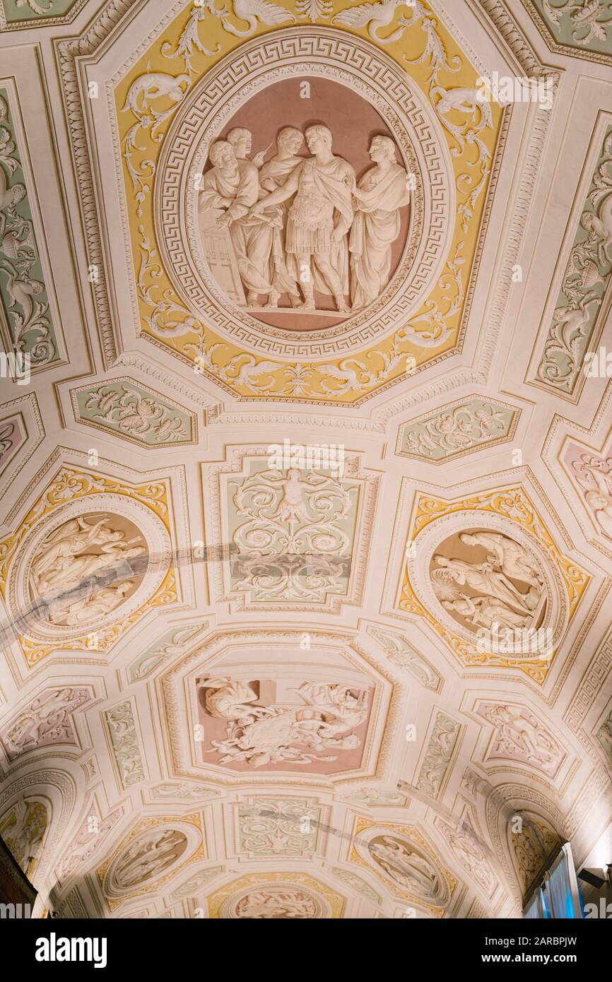 Rome, Italy - Jan 3, 2020: Beautiful ceiling art at the Vatican museum ...