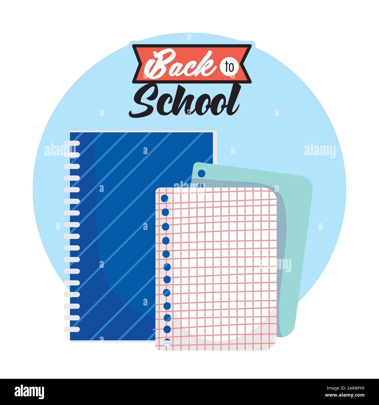 back to school education notebook and paper grid sheet vector ...