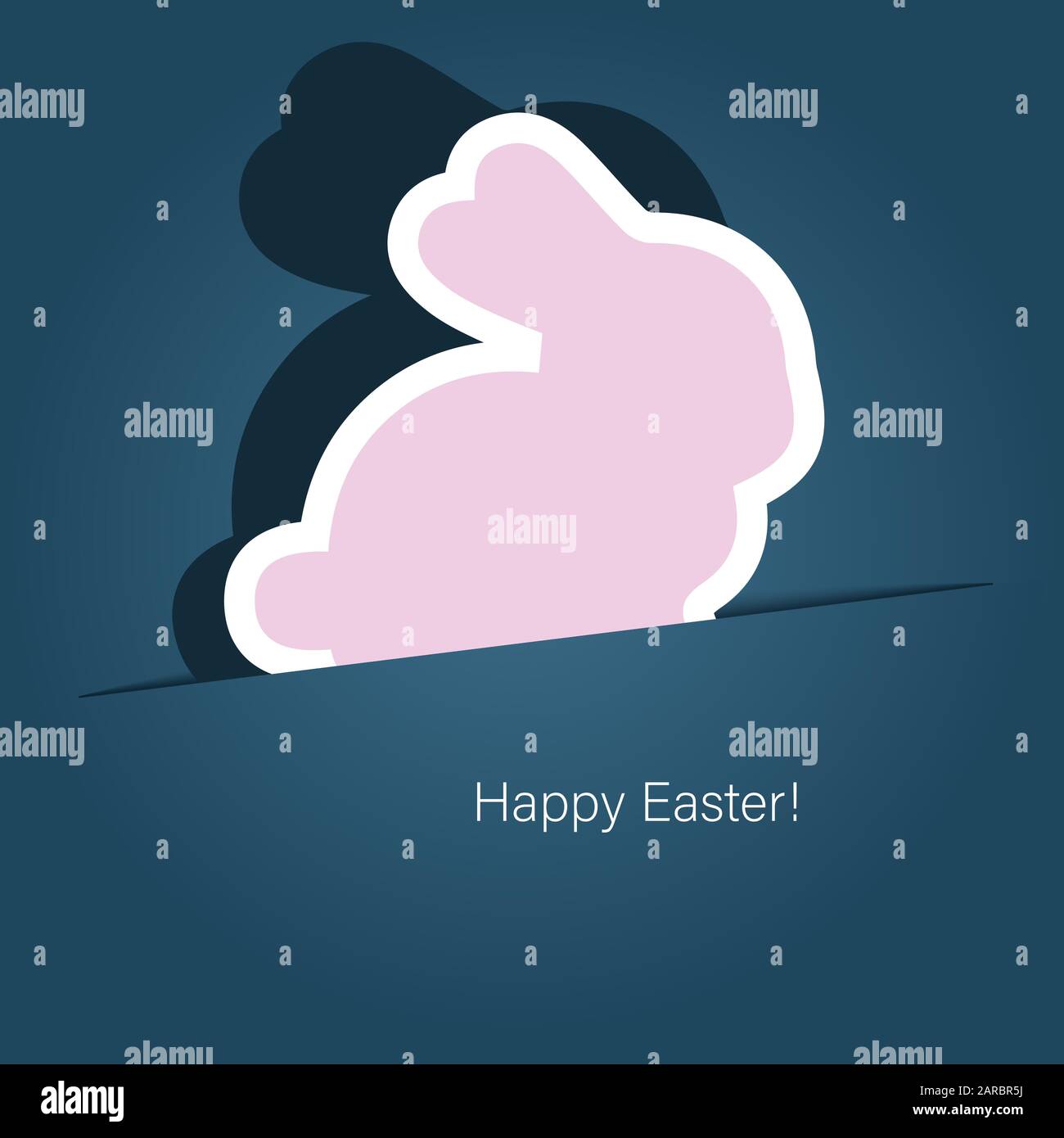 Happy Easter Bunny Shaped Greeting Poster Card In The Pocket Vector