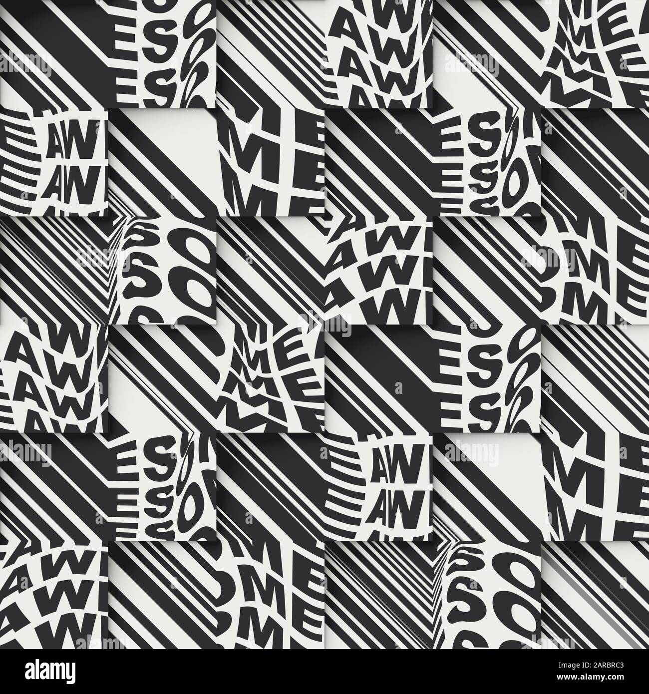 Warped words wavy type bold 60s seamless pattern Stock Photo - Alamy