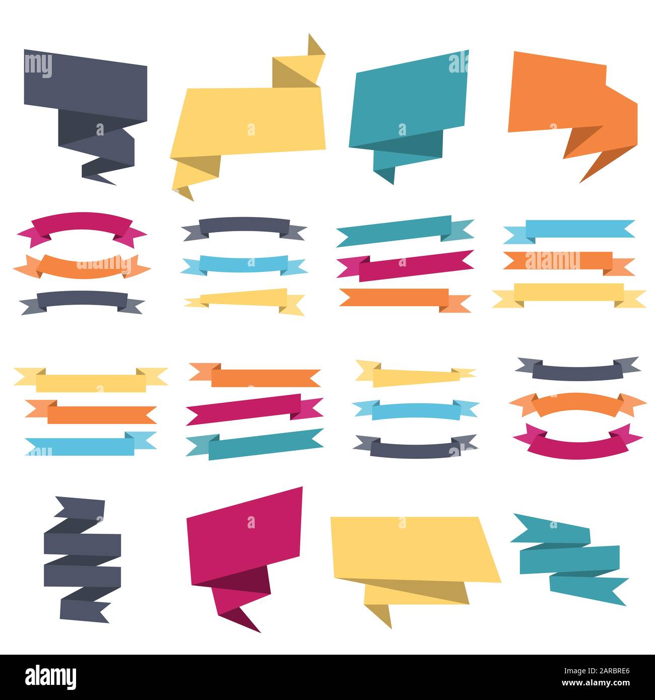 Empty geometric ribbons and banners set vector illustration Stock ...