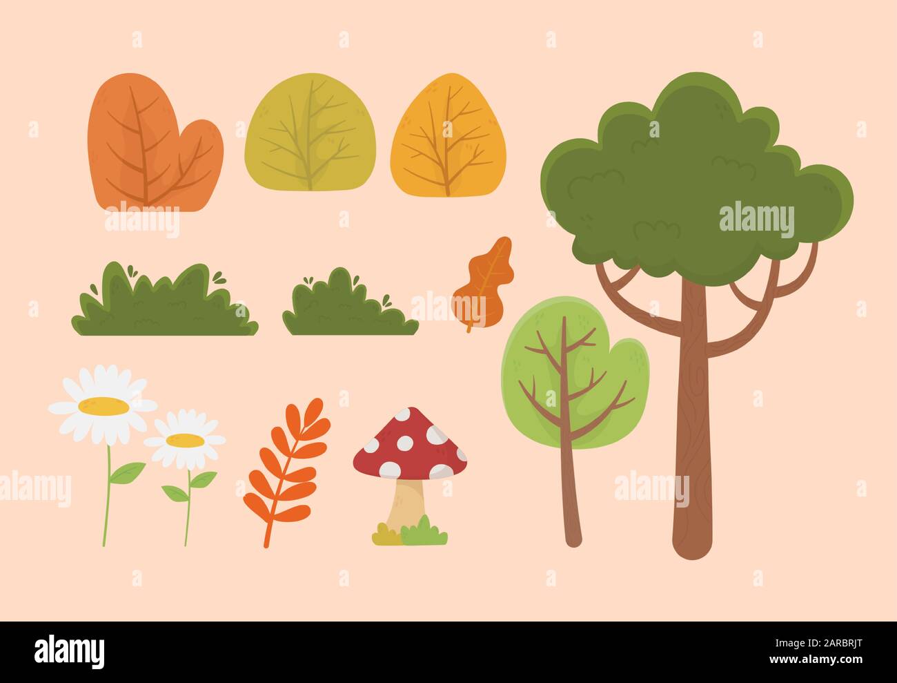 nature foliage tree flower mushroom leaf bush vegetation icons vector ...