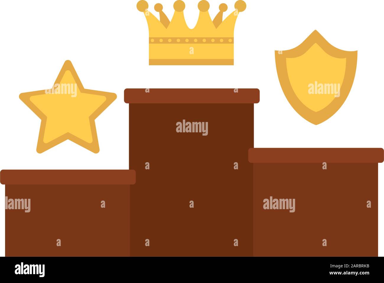 Podium with gold star crown and shield vector design Stock Vector Image ...