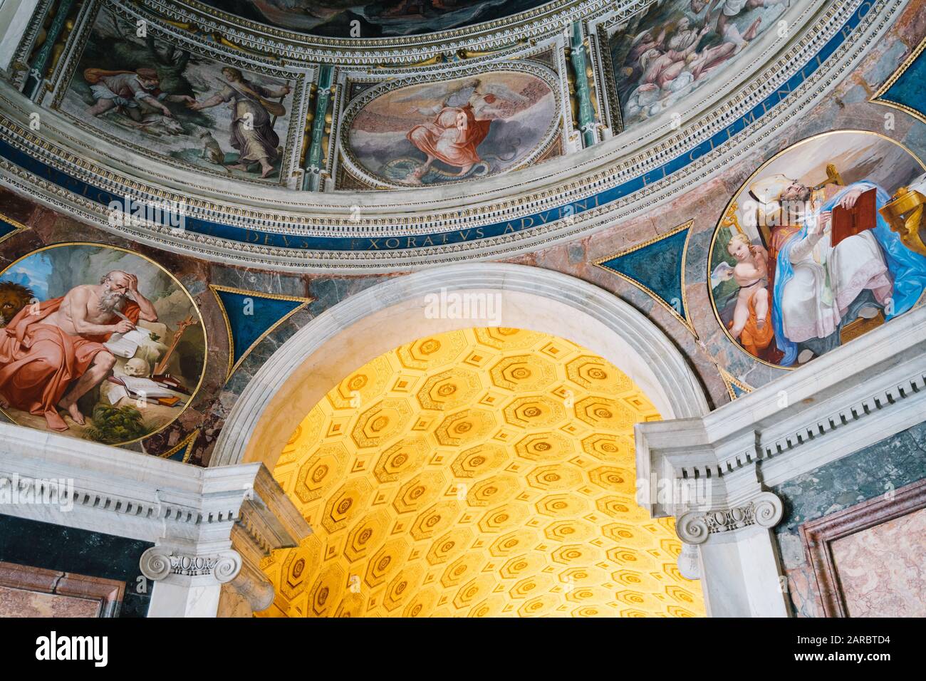Rome, Italy - Jan 3, 2020: Beautiful ceiling art at the Vatican museum ...