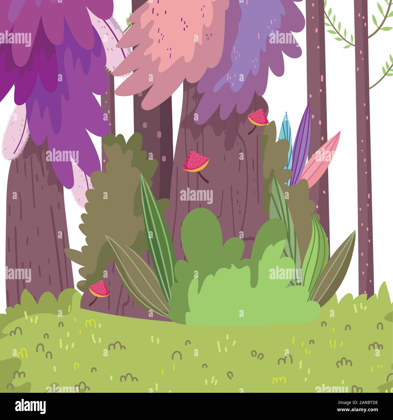 leaves plants forest trees grass landscape nature foliage theme vector illustration Stock Vector ...