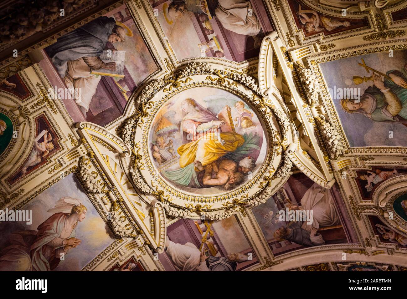 Rome, Italy - Jan 3, 2020: Beautiful ceiling art at the Vatican museum ...
