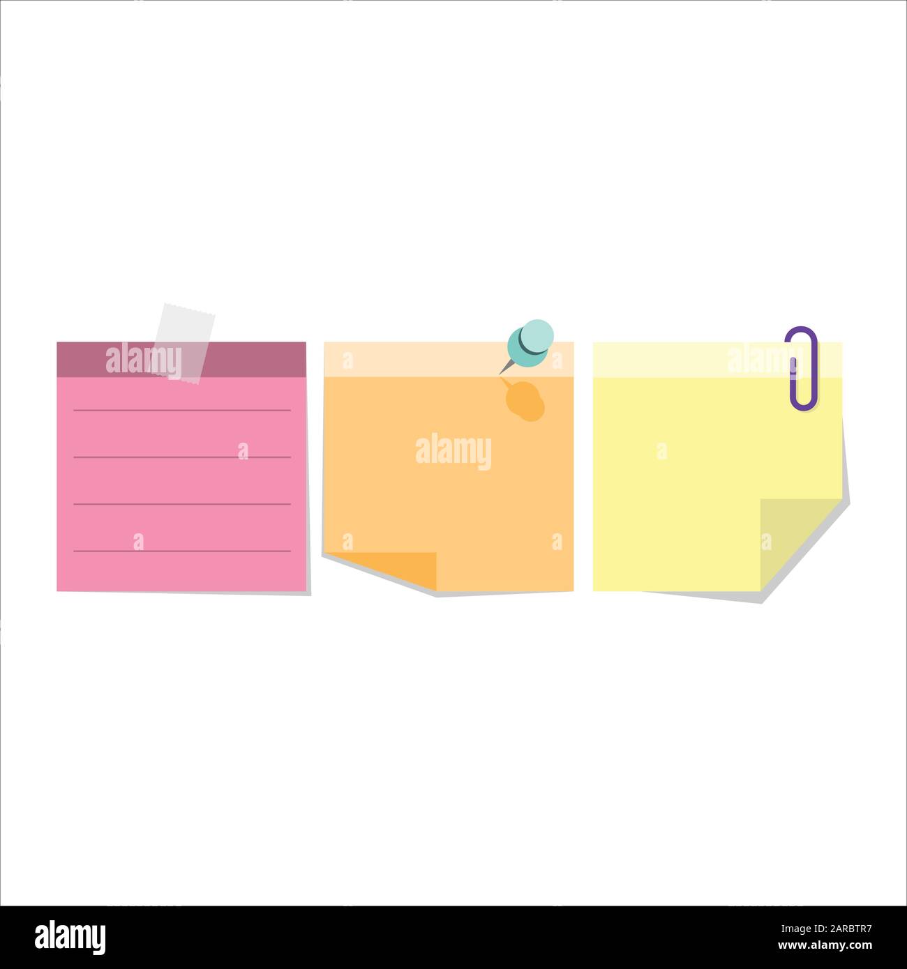 Set of sticky paper notes with empty space for text, vector ...