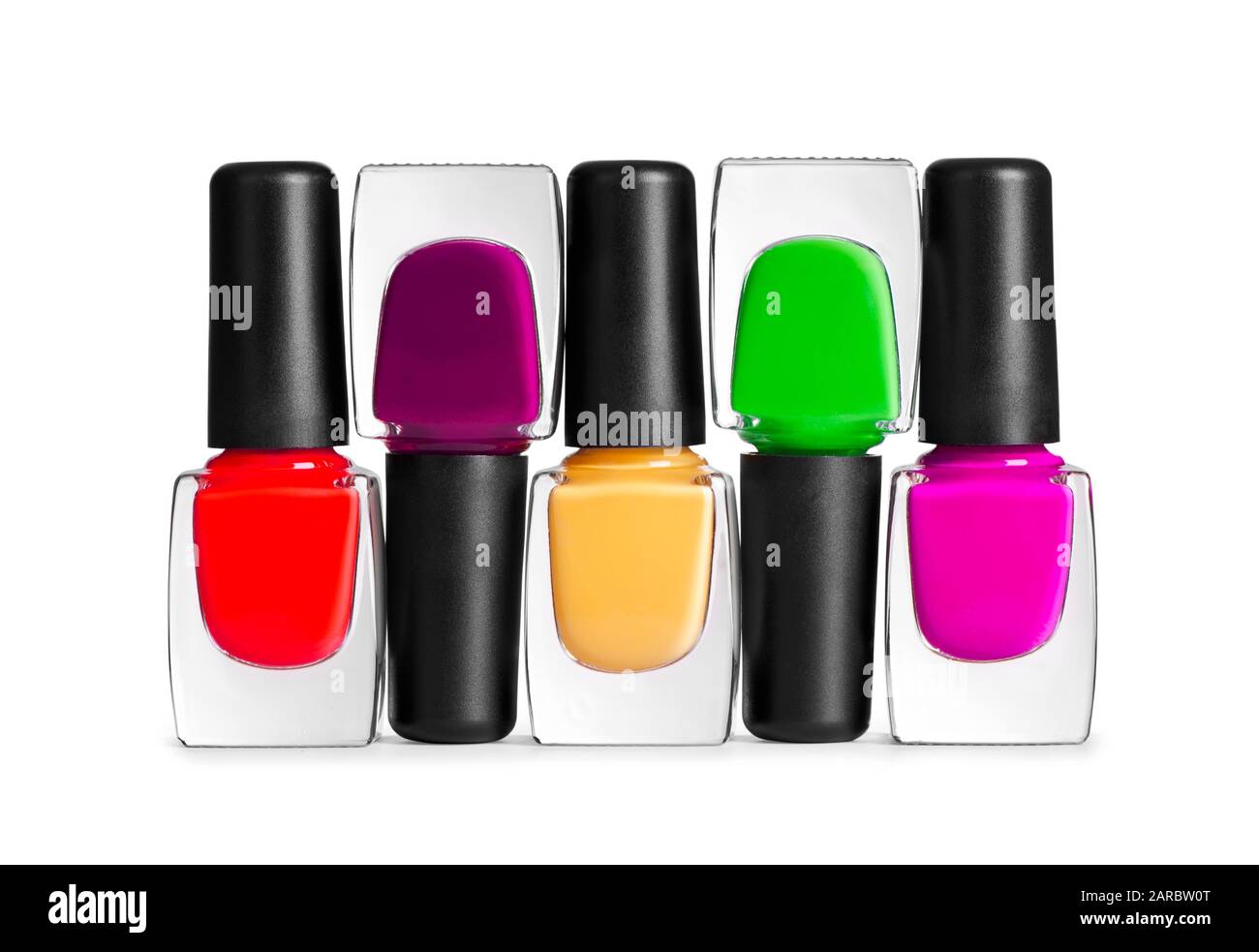 Group of bright nail polishes isolated on white Stock Photo - Alamy