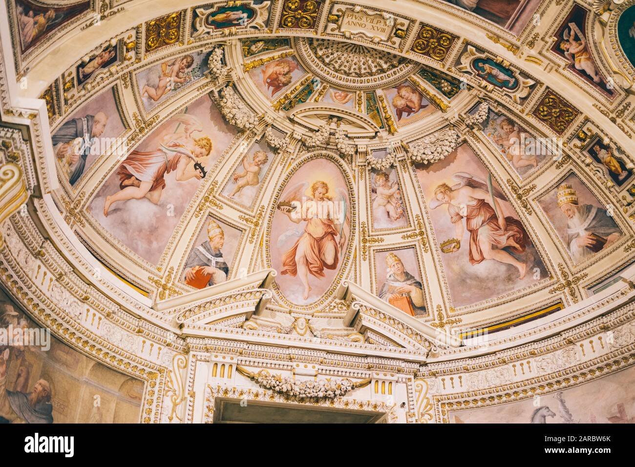 Rome, Italy - Jan 3, 2020: Beautiful ceiling art at the Vatican museum ...