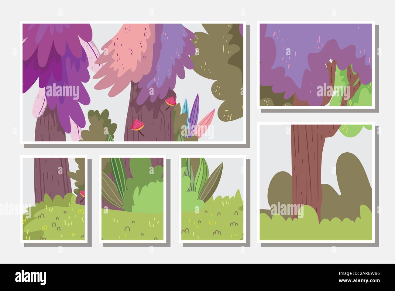 landscape nature foliage ecology environment forest theme cards vector ...