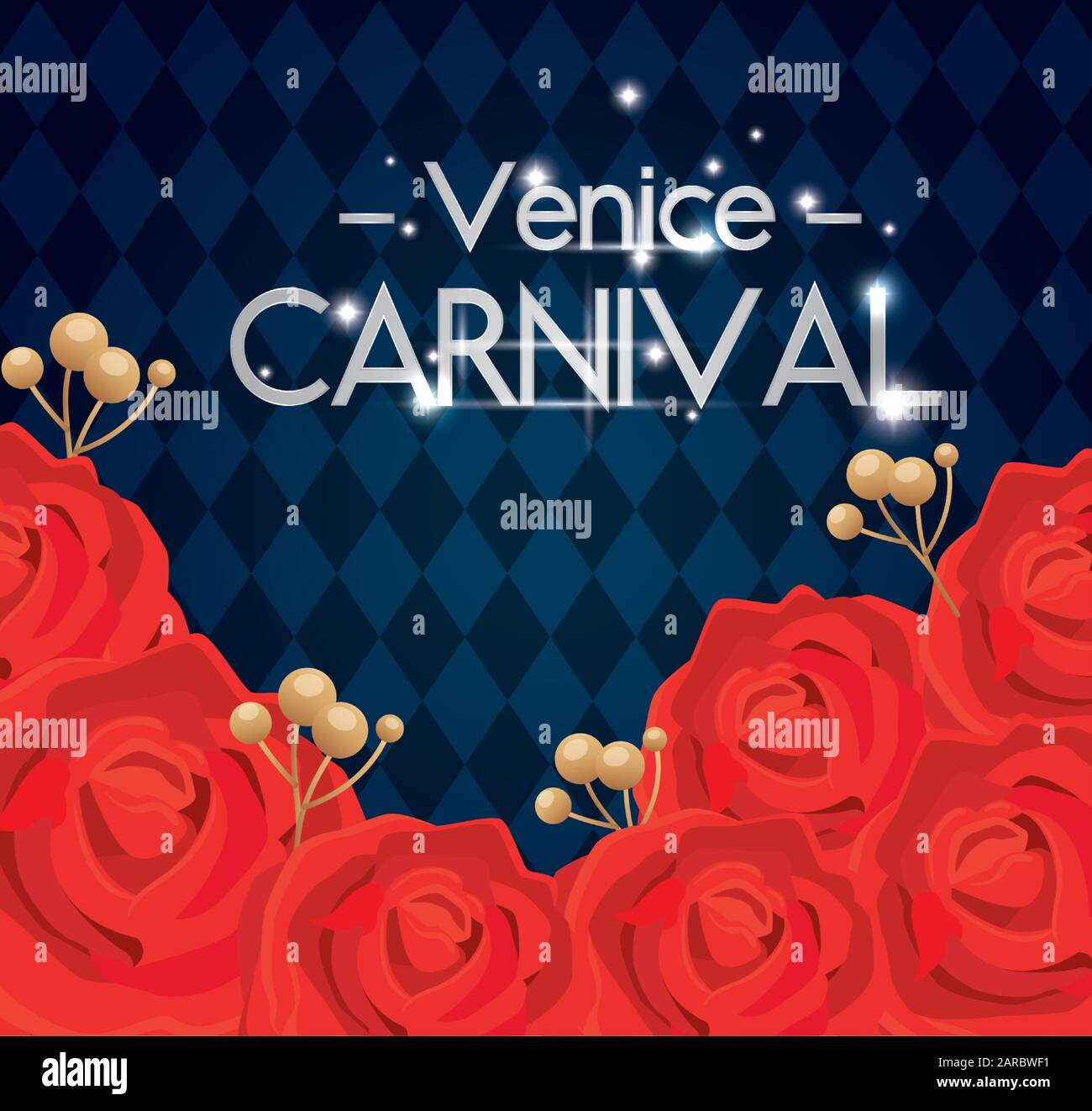 poster of venice carnival with flowers roses Stock Vector Image & Art ...