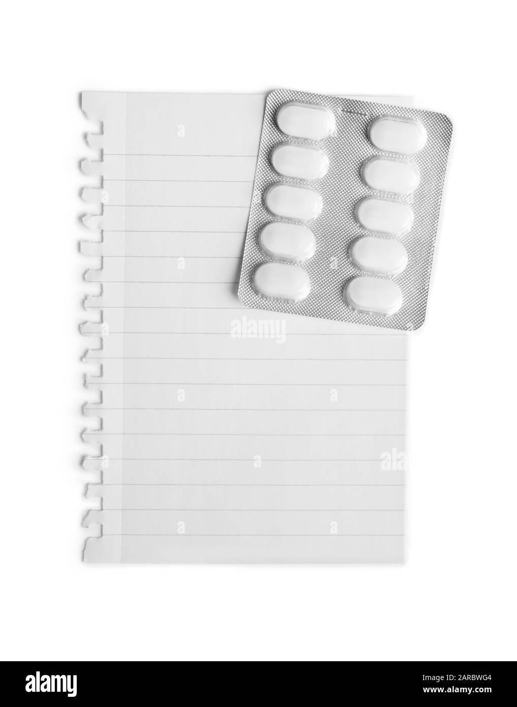 packaging of pills attached to a sheet of paper Stock Photo - Alamy