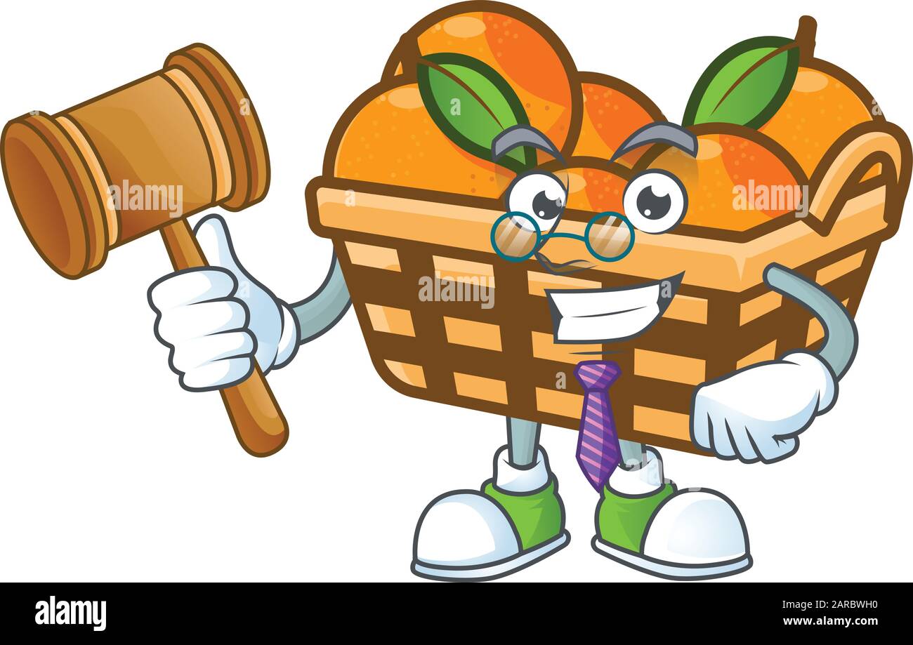 Smart Judge basket oranges in mascot cartoon character style Stock ...