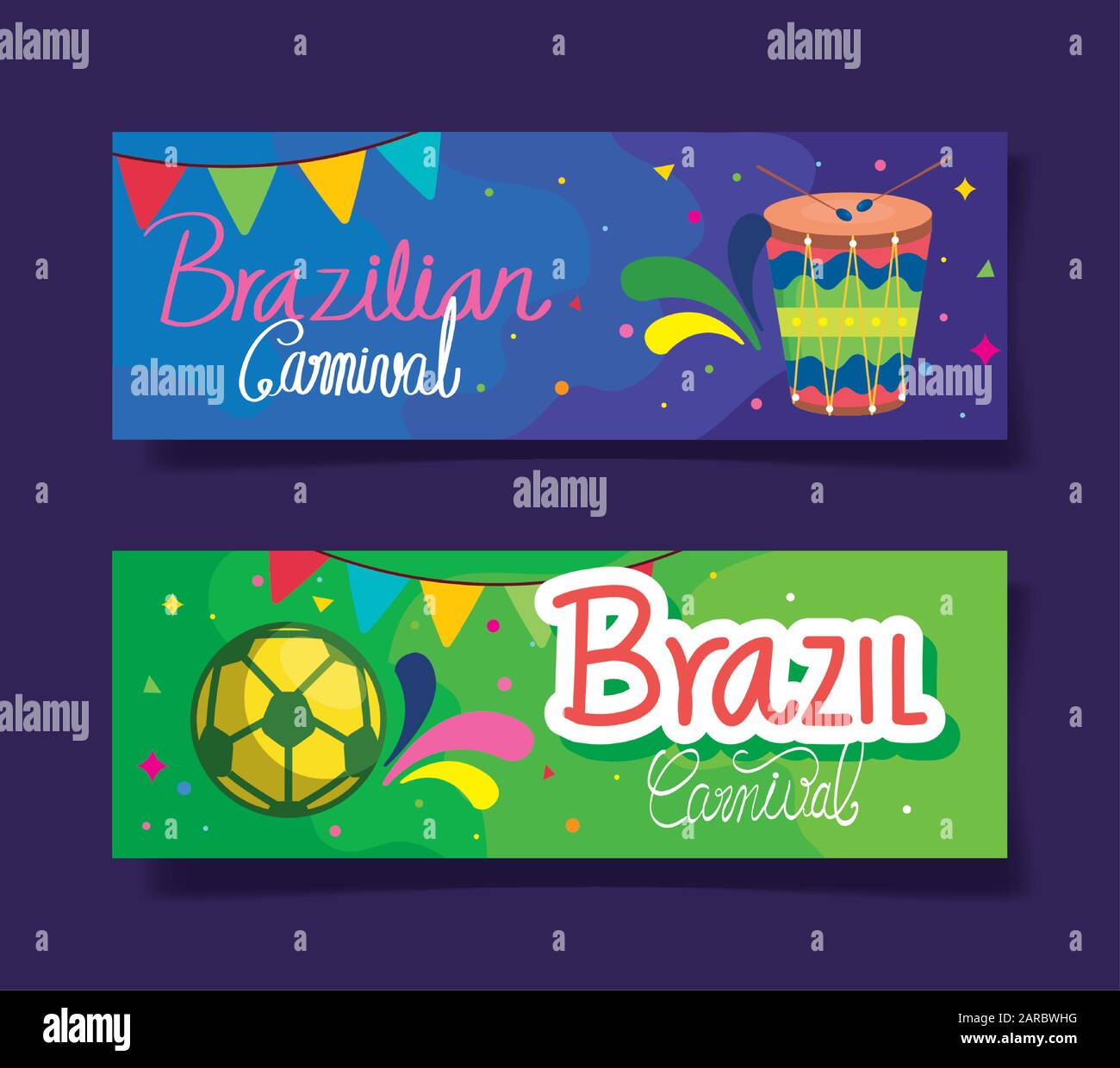 set of poster brazil carnival with decoration Stock Vector Image & Art ...