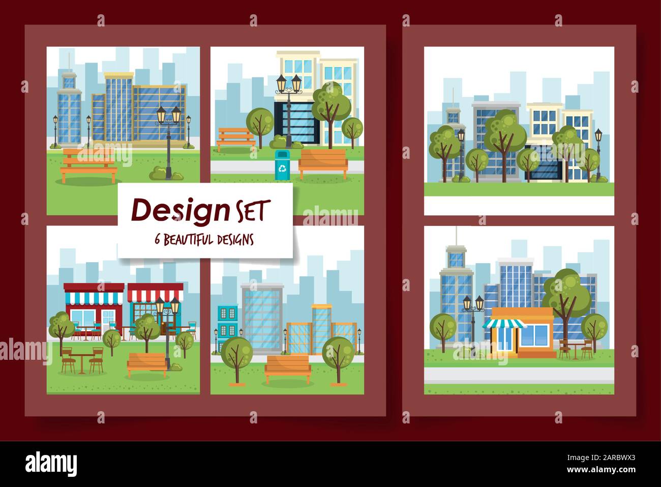 six designs of scenes park landscape Stock Vector Image & Art - Alamy